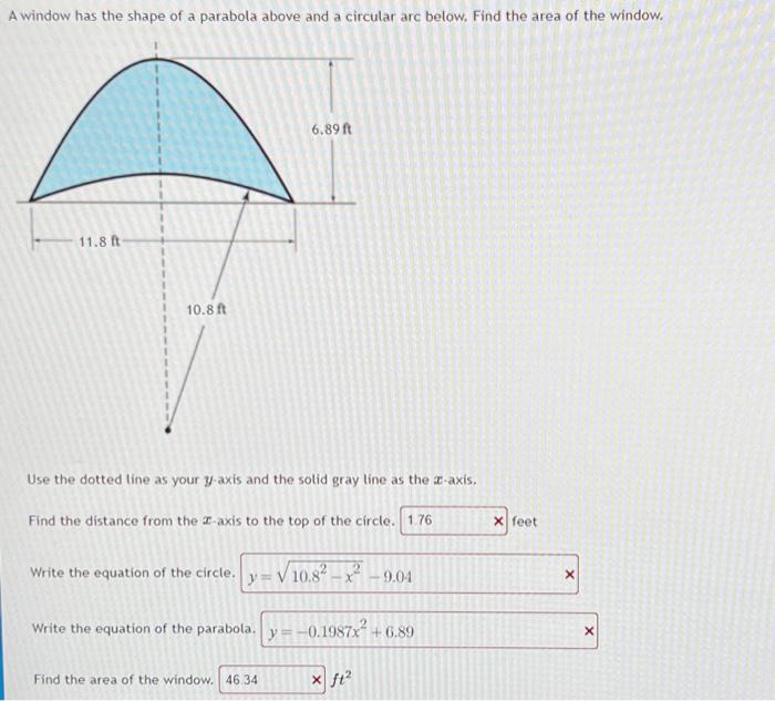 Solved A window has the shape of a parabola above and a | Chegg.com
