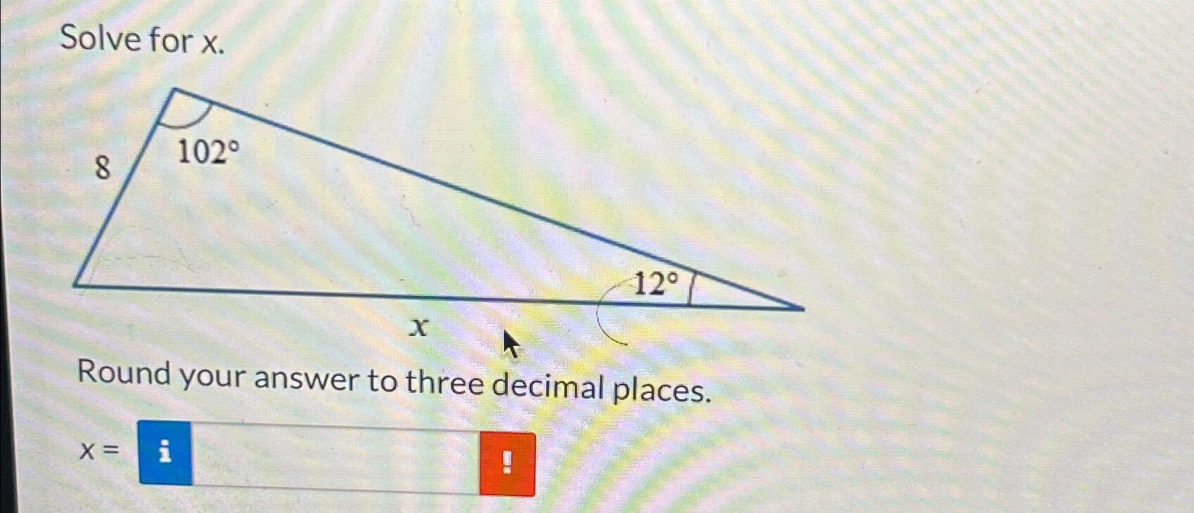 Solved Trigonometry: Solve for xRound your answer to three | Chegg.com