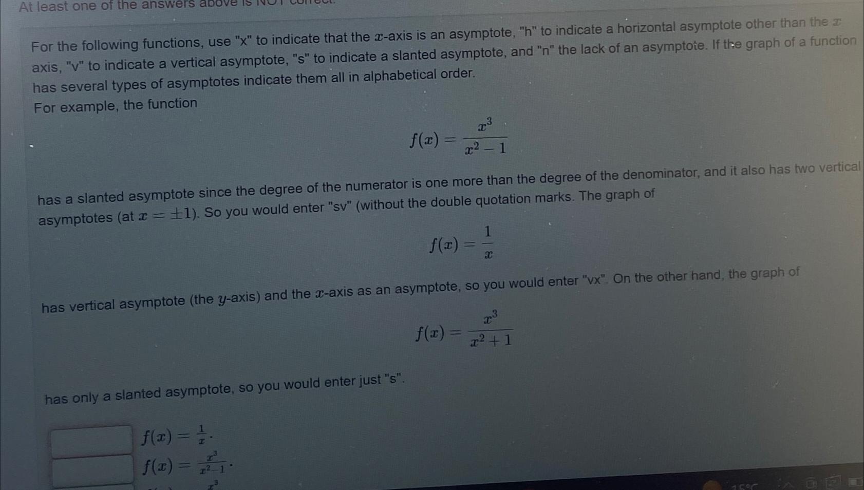 Solved For the following functions, use " x " ﻿to indicate | Chegg.com