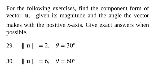 Solved For the following exercises, find the component form | Chegg.com