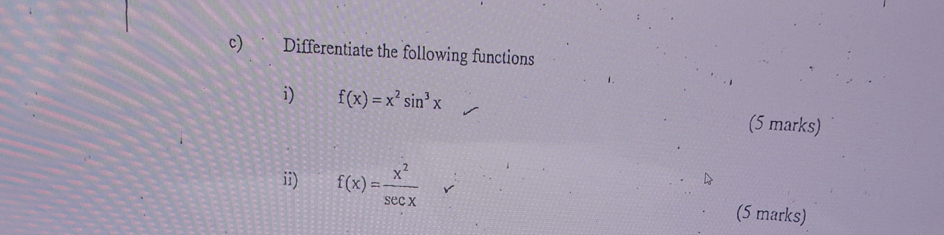 Solved c) ﻿Differentiate the following | Chegg.com