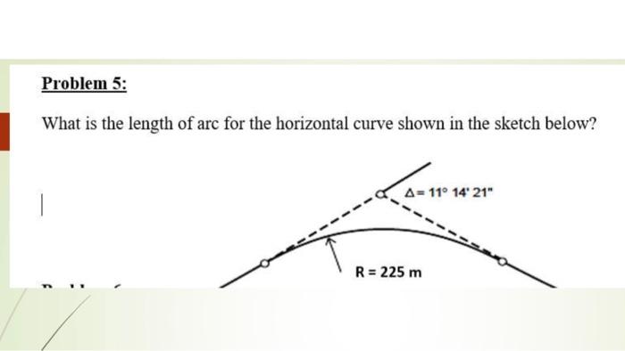 Solved What is the length of arc for the horizontal curve | Chegg.com