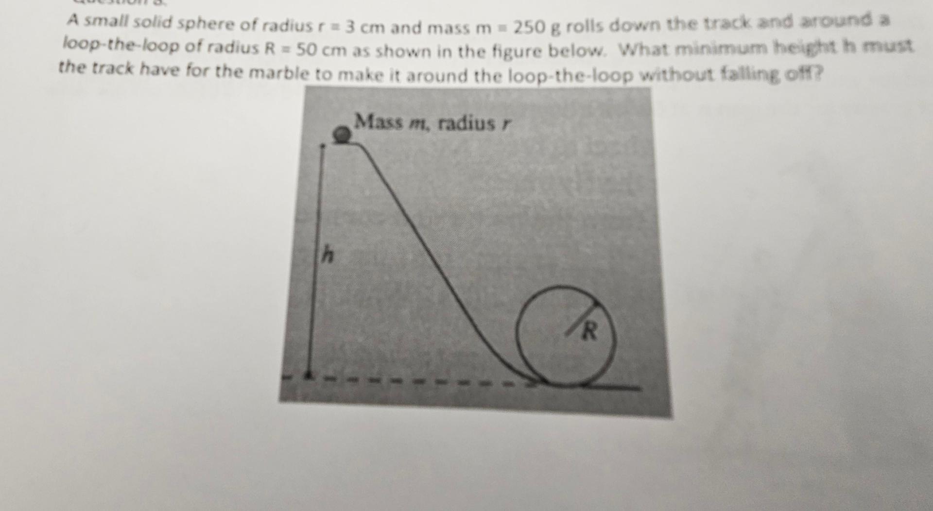 Solved A small solid sphere of radius r=3 cm and mass m=250 | Chegg.com