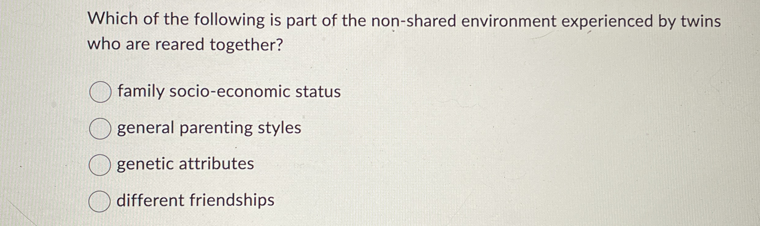 Solved Which of the following is part of the non-shared | Chegg.com