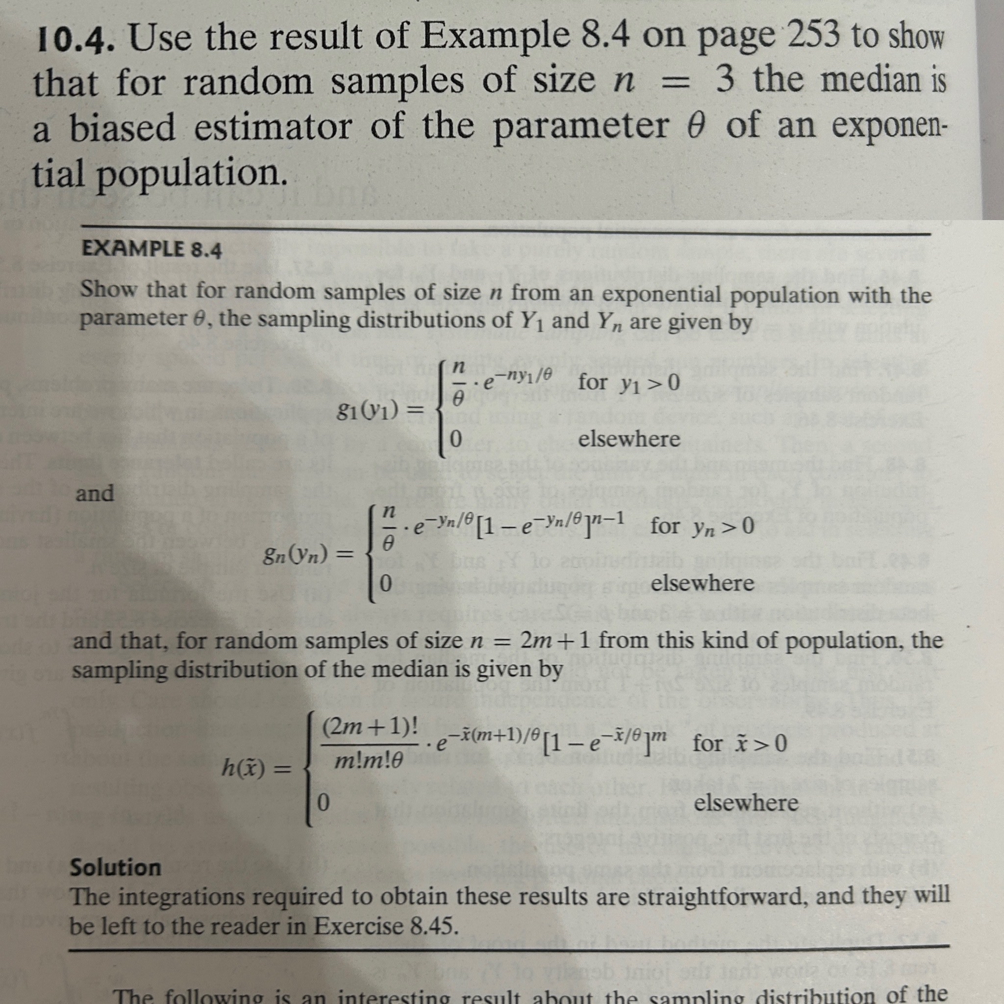 Solved EXAMPLE 8.4Show that for random samples of size n | Chegg.com