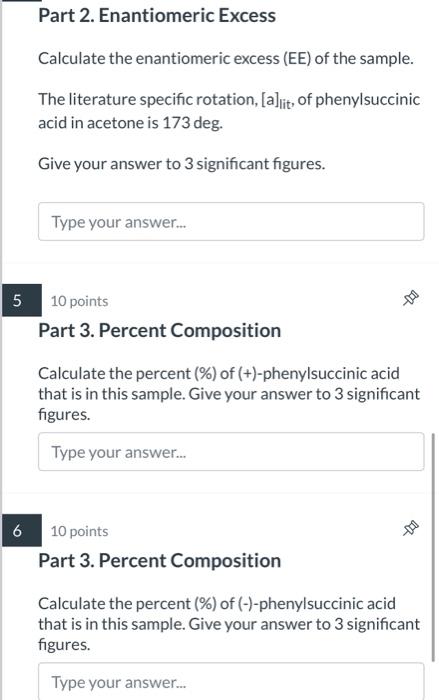 Solved return Submit 15 points Part 2. Enantiomeric Excess | Chegg.com