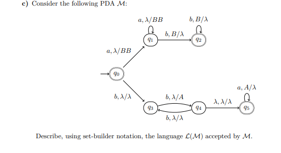 Solved c) Consider the following PDA M :Describe, using | Chegg.com Solved c) Consider the following PDA M :Describe, using | Chegg.com
