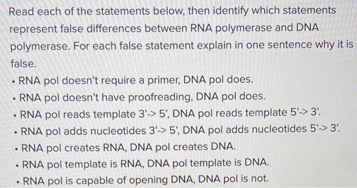 Solved Read each of the statements below, then identify | Chegg.com