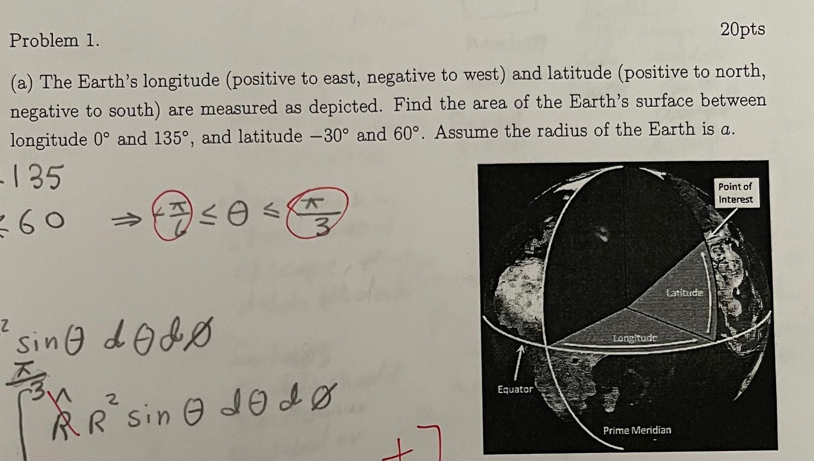 Solved Problem 1.20pts(a) ﻿The Earth's longitude (positive | Chegg.com