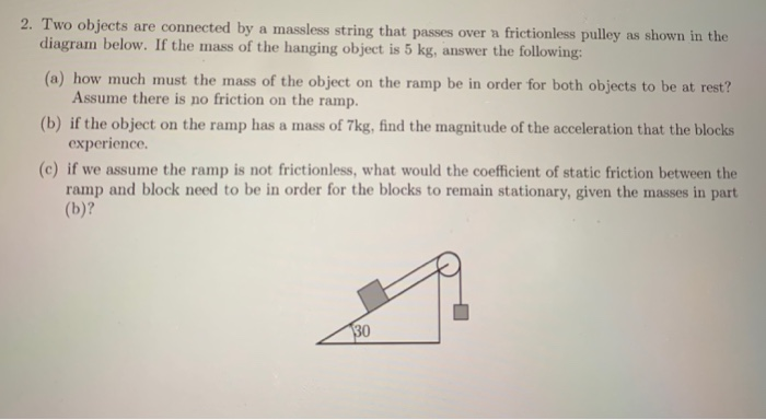 Solved 2. Two objects are connected by a massless string | Chegg.com