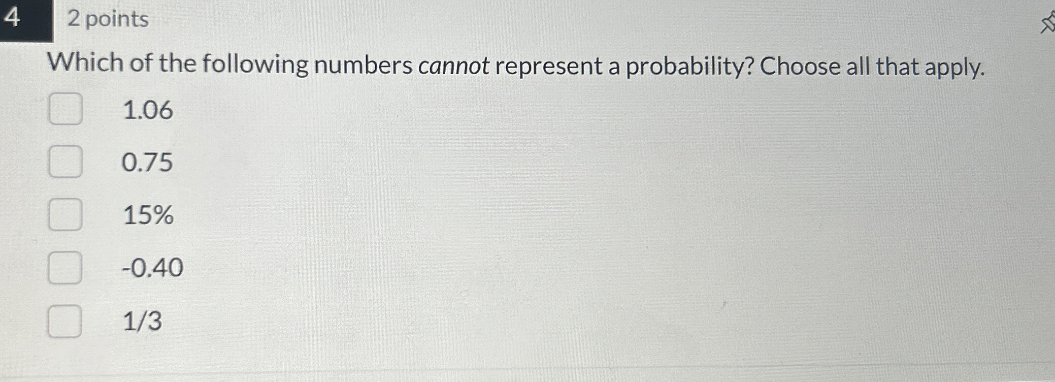 Solved 42 ﻿pointsWhich of the following numbers cannot | Chegg.com