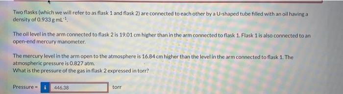 Solved Two flasks (which we will refer to as flask 1 and | Chegg.com