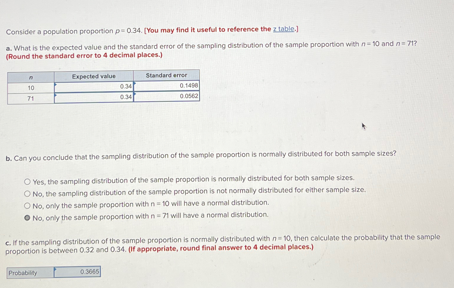 Solved Consider a population proportion p=0.34. [You may | Chegg.com