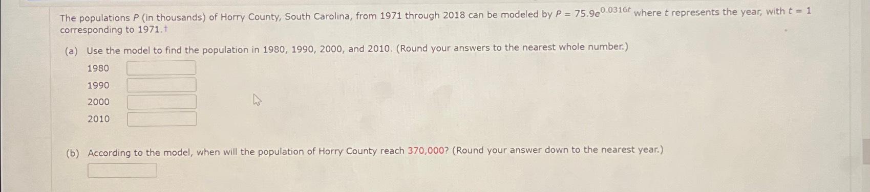 Solved corresponding to 1971.t(a) ﻿Use the model to find the | Chegg.com