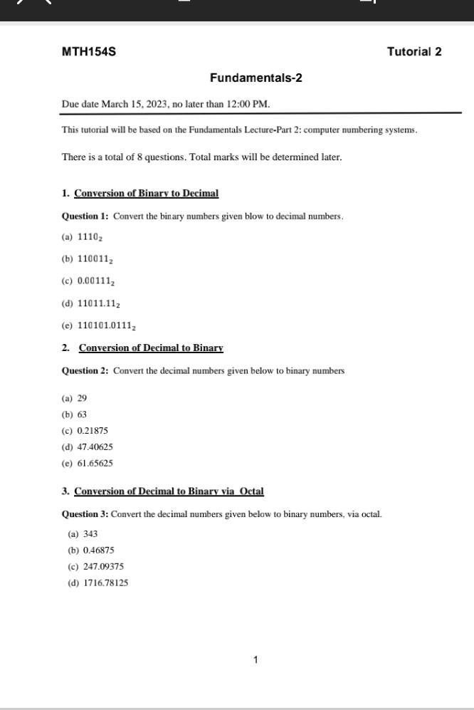 Solved Due date March 15, 2023, no later than 12:00 PM. This | Chegg.com