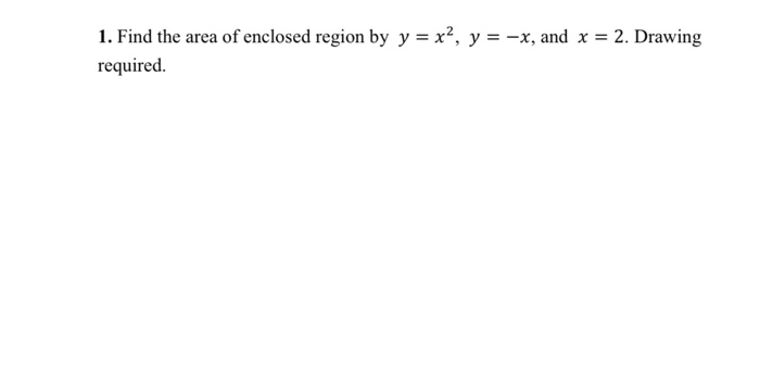 Solved 2. Drawing 1. Find the area of enclosed region by y = | Chegg.com