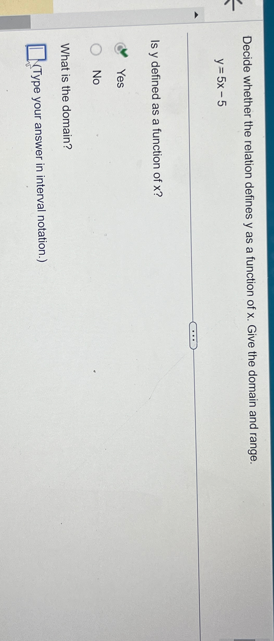 Solved Decide whether the relation defines y ﻿as a function | Chegg.com
