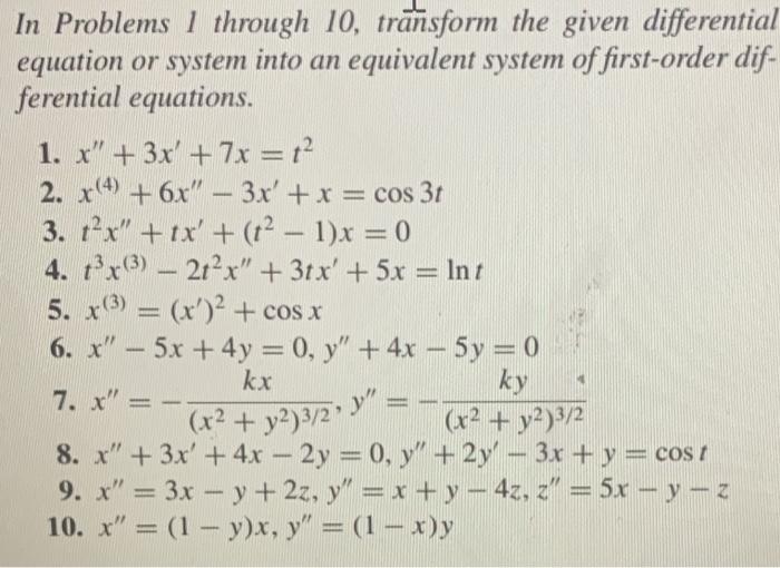Solved In Problems 1 through 10, transform the given | Chegg.com