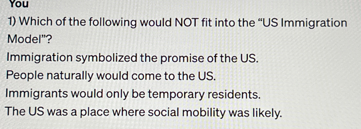 Solved YouWhich of the following would NOT fit into the "US | Chegg.com