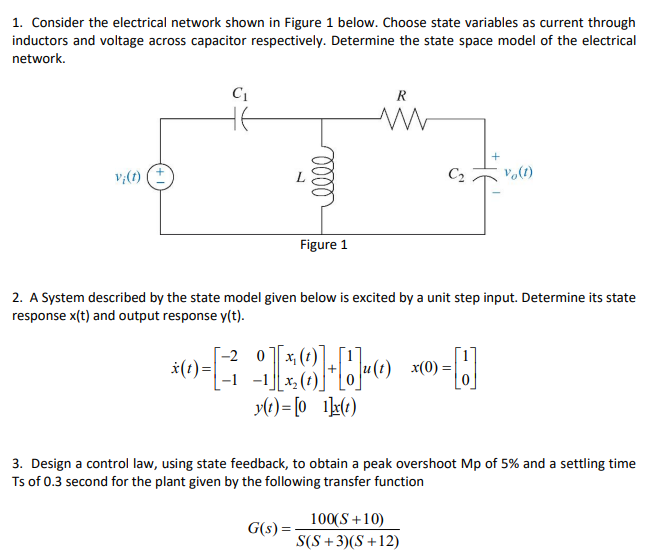 Solved Consider the electrical network shown in Figure 1 | Chegg.com