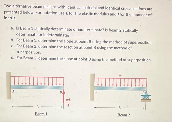 Solved Two alternative beam designs with identical material | Chegg.com