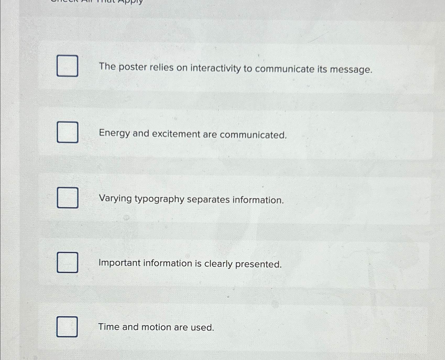 Solved The poster relies on interactivity to communicate its | Chegg.com