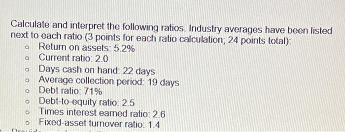 Solved Calculate and interpret the following ratios. | Chegg.com