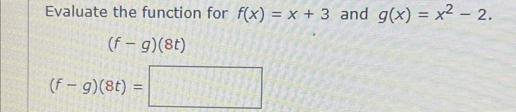 Solved Evaluate the function for f(x)=x+3 ﻿and | Chegg.com