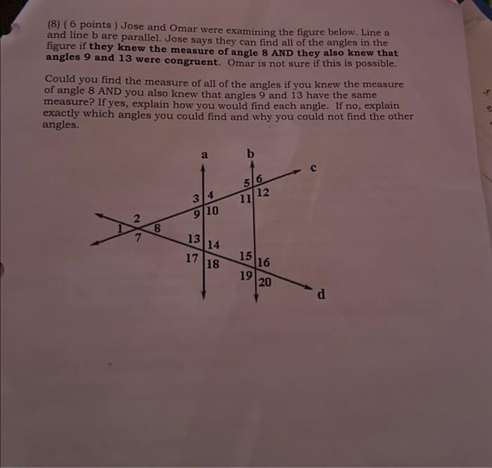 Solved (8) (6 points) Jose and Omar were examining the | Chegg.com
