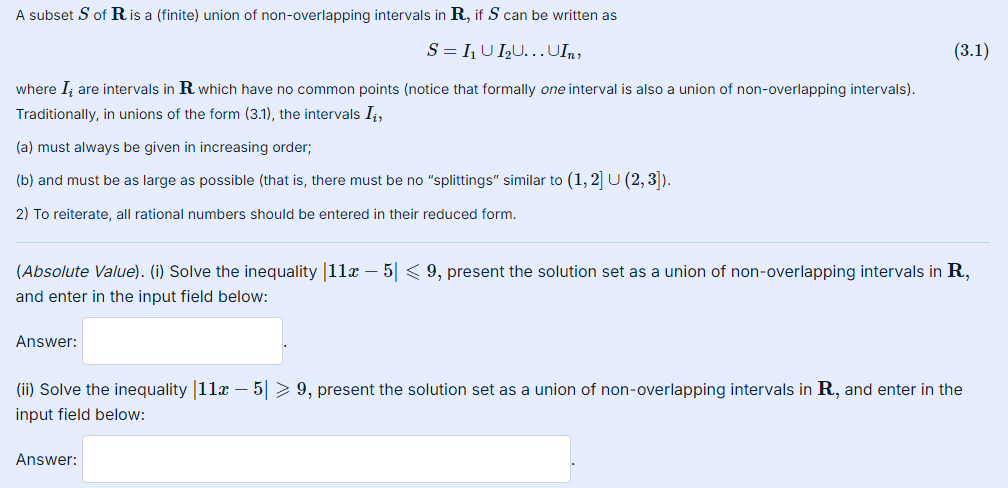 Solved (Absolute ﻿Value). (i) ﻿Solve the inequality | Chegg.com