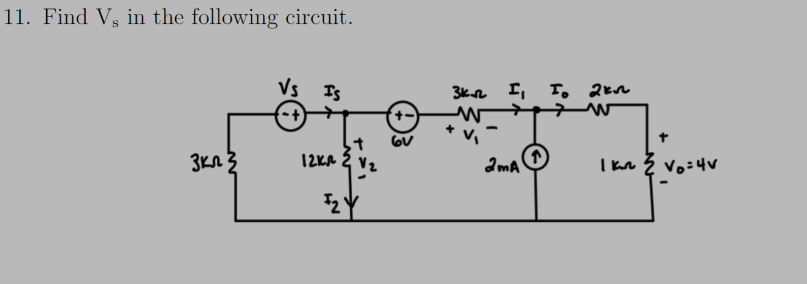 Solved Find Vs ﻿in the following circuit. | Chegg.com