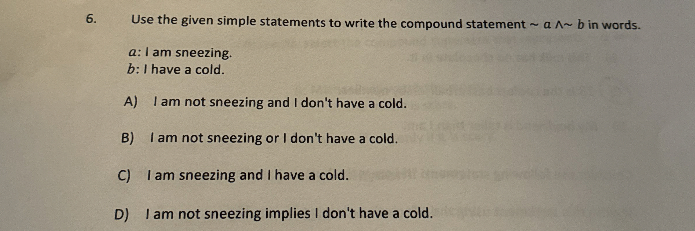 Use the given simple statements to write the compound | Chegg.com