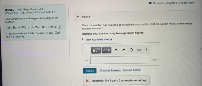 Solved Review Constants 1 Periodic Table MISSED THIS? Read | Chegg.com