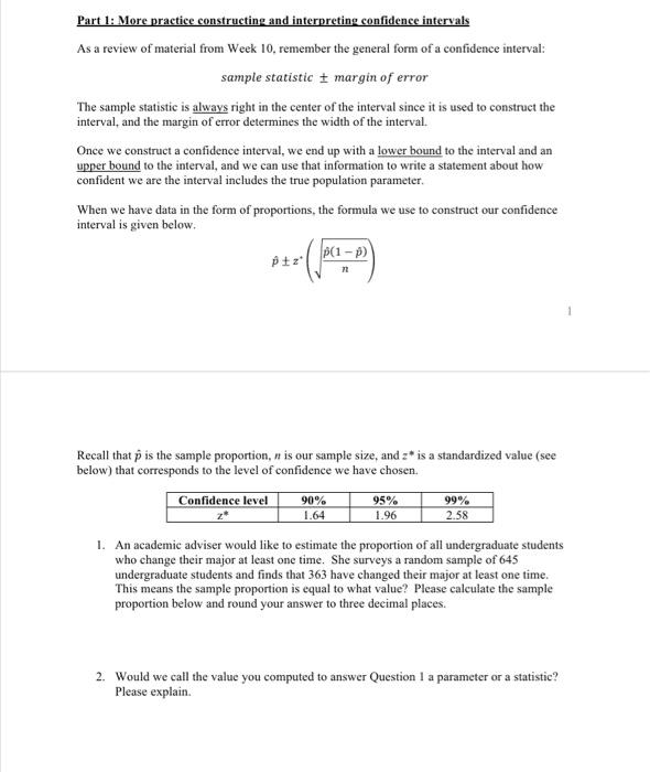 Solved Part 1: More practice constructing and interpreting | Chegg.com