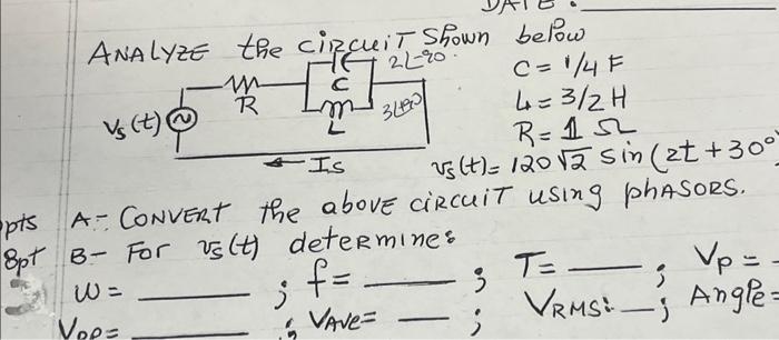 Solved Analyze the circuit shown below C=1/4 | Chegg.com