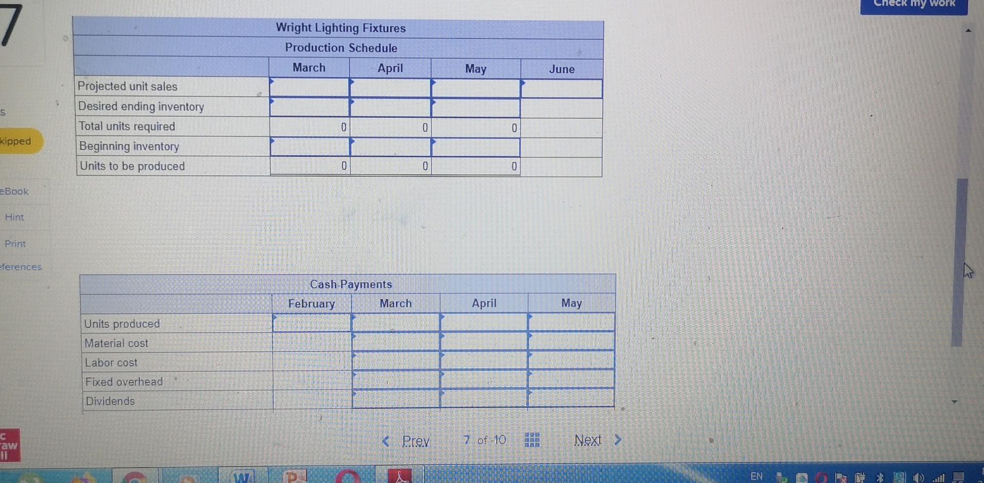 Solved Check my worl Problem 4-22 Schedule of cash payments | Chegg.com