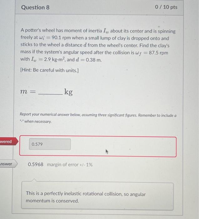 Solved A potter's wheel has moment of inertia Iw about its | Chegg.com