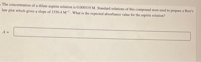 Solved The concentration of a dilute aspirin solution is | Chegg.com