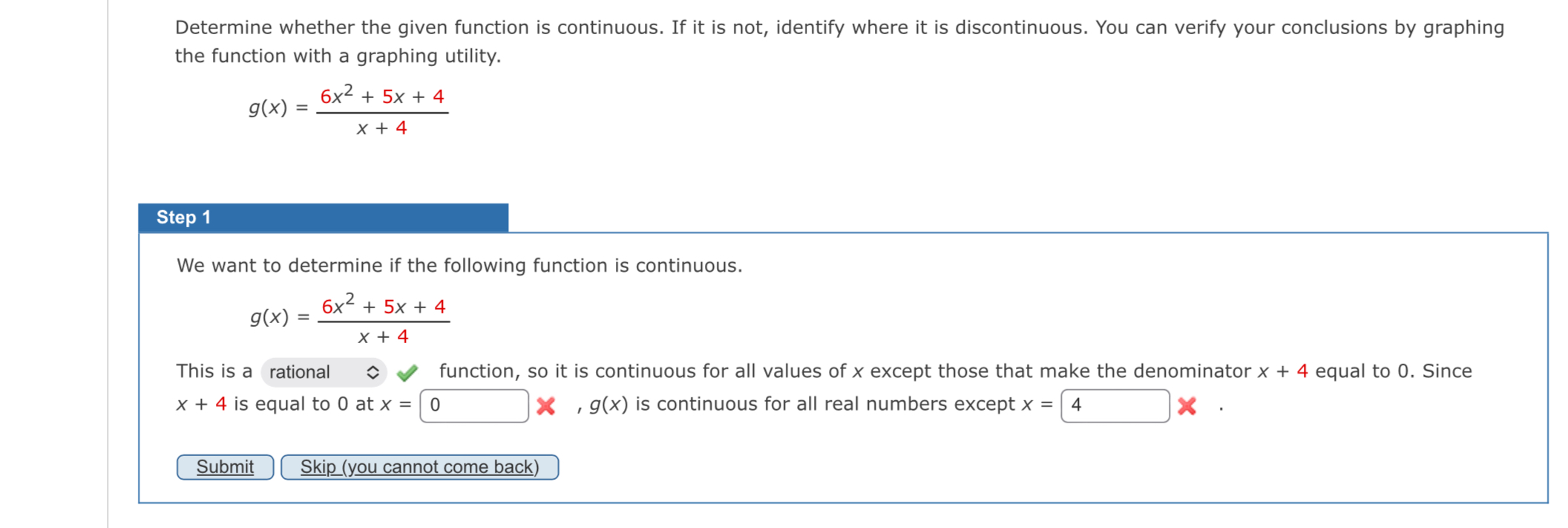 Solved Determine whether the given function is continuous. | Chegg.com