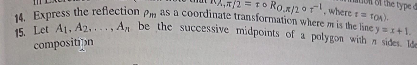 Solved 14. Express the reflection ρm as a coordinate transo | Chegg.com