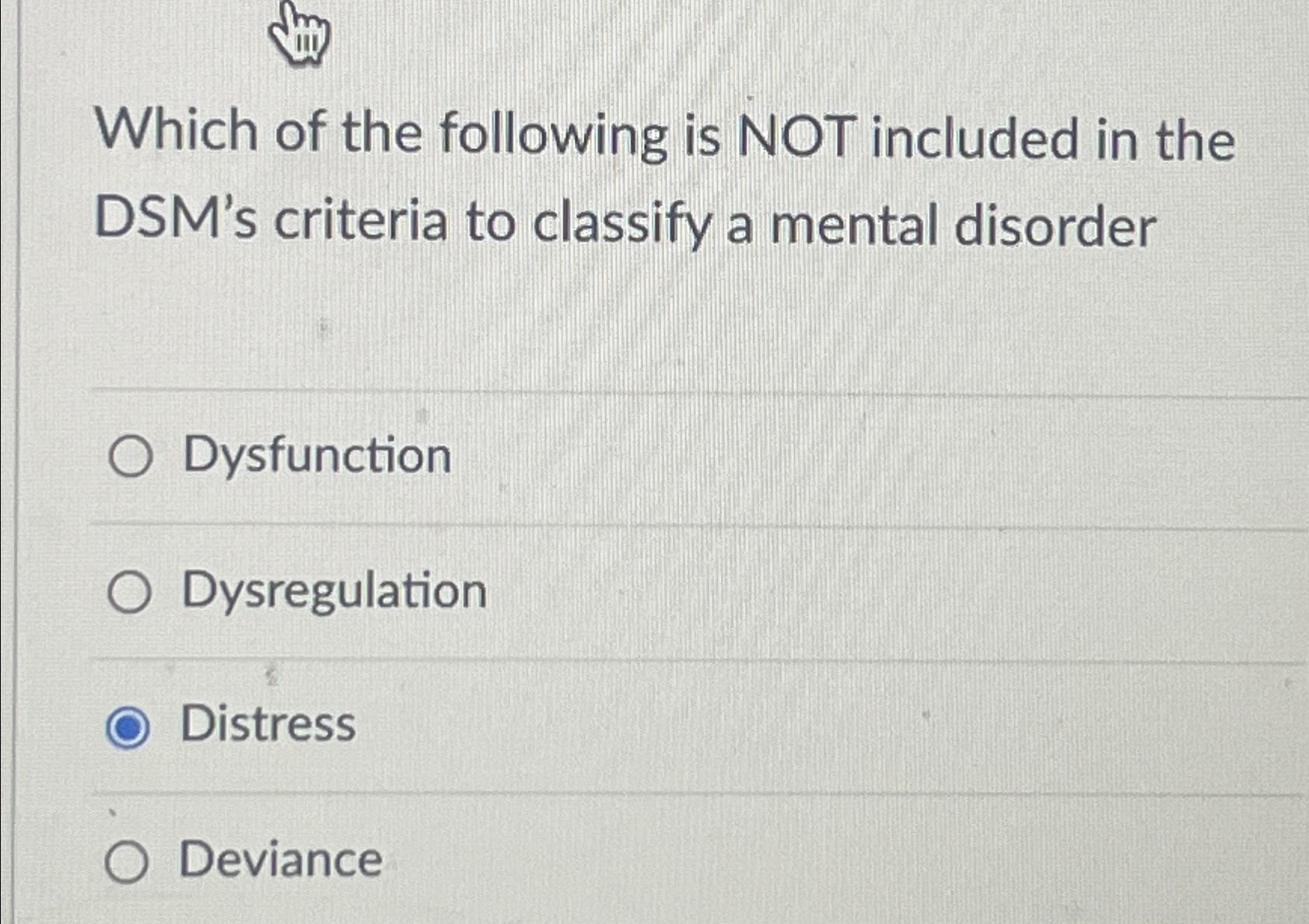 Solved Which of the following is NOT included in the DSM's | Chegg.com