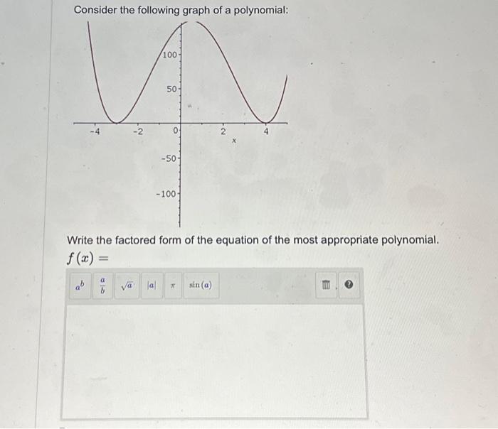 Solved consider the following graph a polynomial:write the | Chegg.com