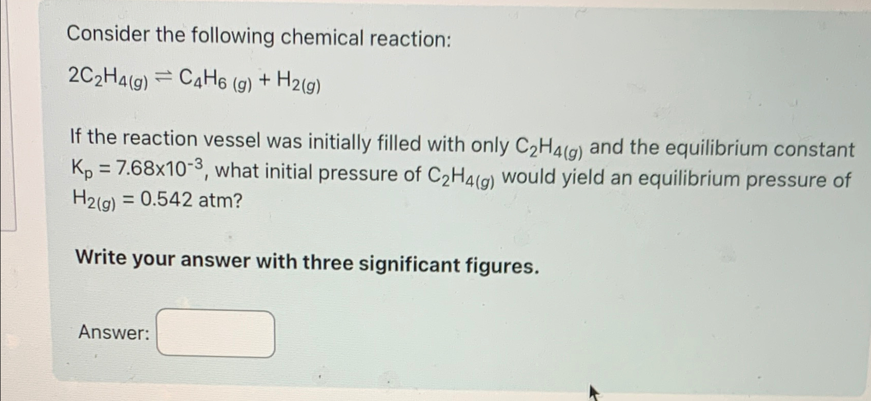 Solved Consider the following chemical | Chegg.com