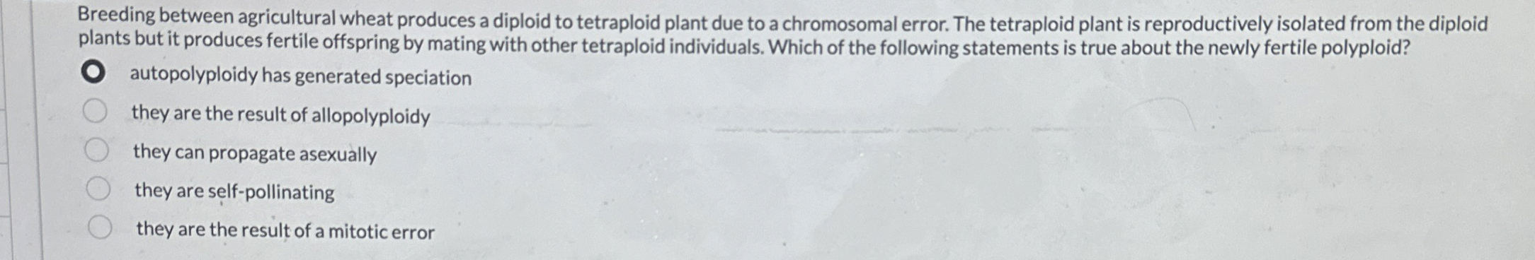 Solved Breeding between agricultural wheat produces a | Chegg.com
