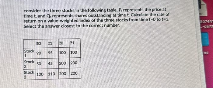 Solved consider the three stocks in the following table. P. | Chegg.com
