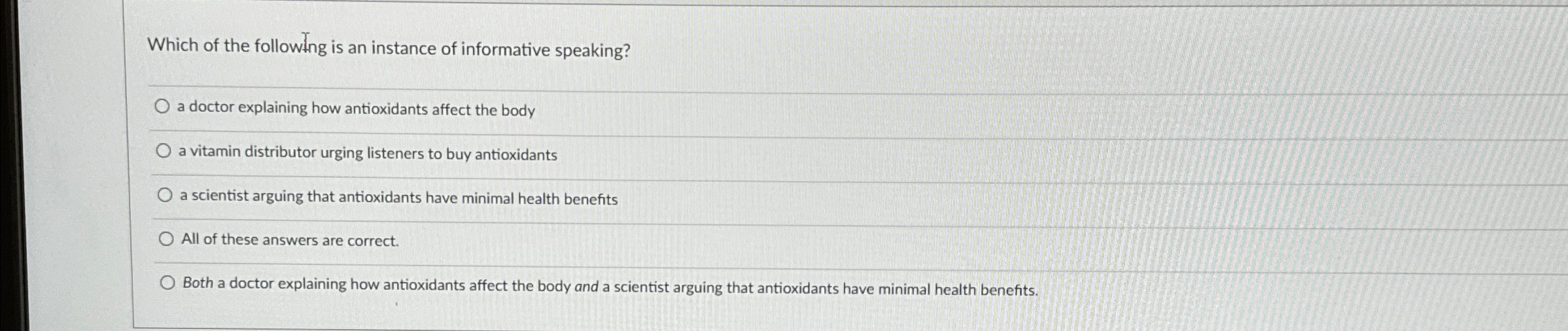 Solved Which of the following is an instance of informative | Chegg.com