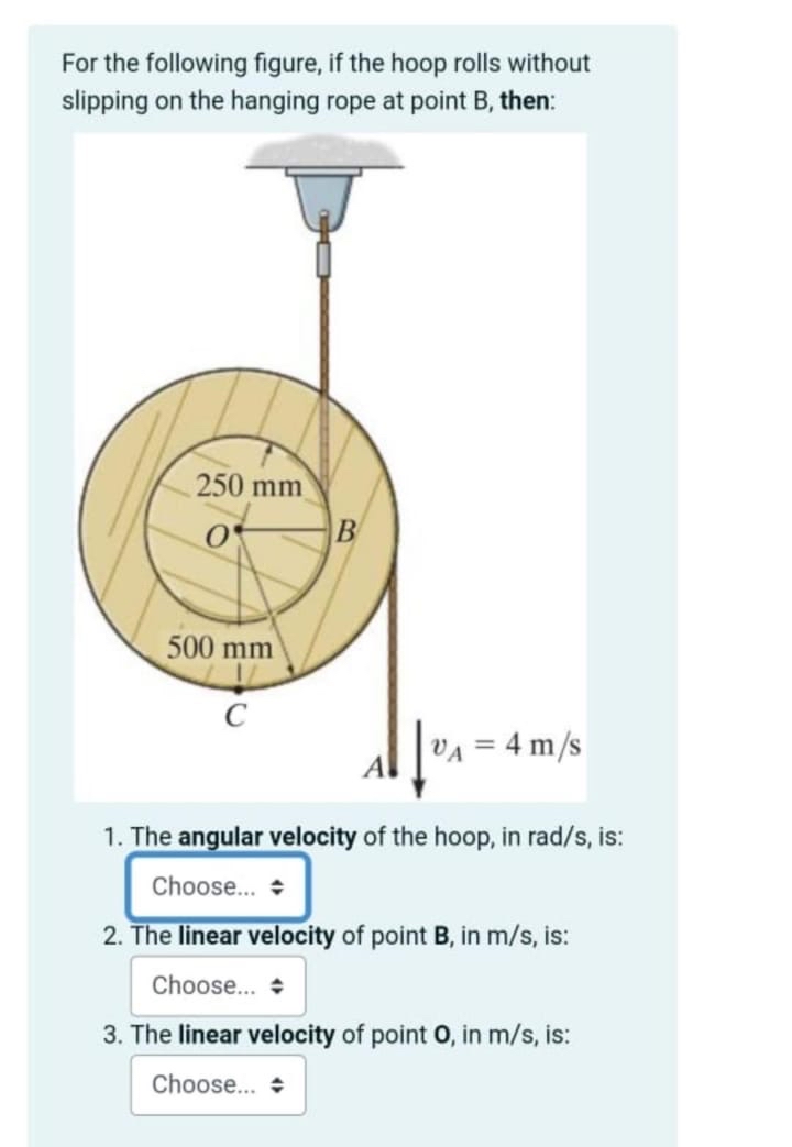 Solved For the following figure, if the hoop rolls without | Chegg.com