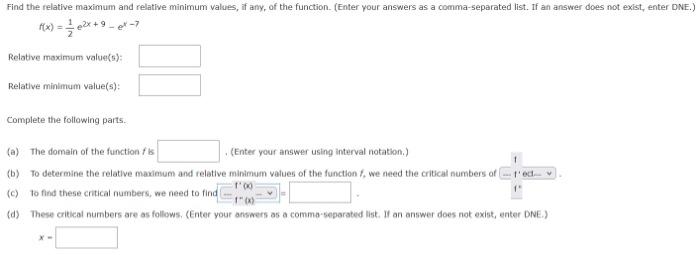 Solved Find The Relative Maximum And Relative Minimum