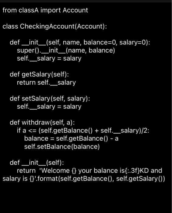 class Account: custemer_total = 0 def _int__(self, | Chegg.com