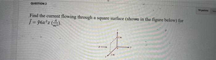 Solved Find the current flowing through a square surface | Chegg.com